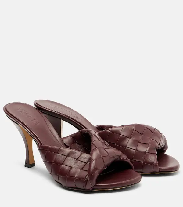 Bottega Veneta Blink 80 Intrecciato Leather Mules - Burgundy