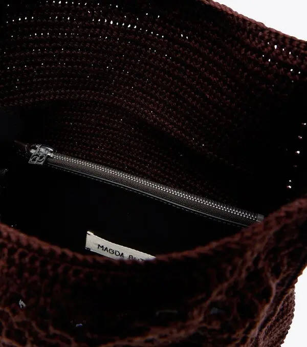 Magda Butrym Crochet Tote Bag With Lamb Leather Trim