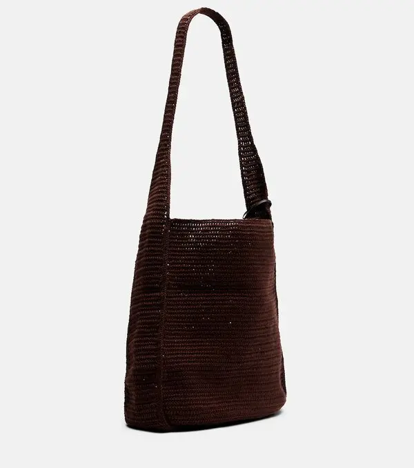 Magda Butrym Crochet Tote Bag With Lamb Leather Trim