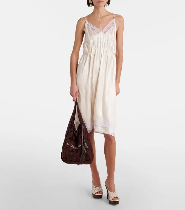 Magda Butrym Crochet Tote Bag With Lamb Leather Trim