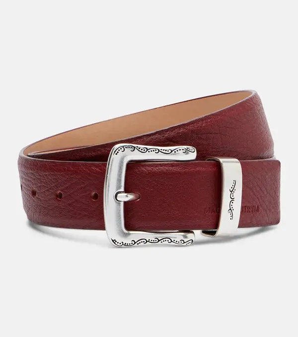 Magda Butrym Engraved Leather Belt - Burgundy