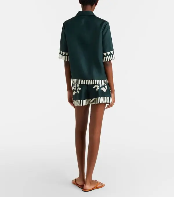 ERES Arjun Printed Silk Twill Shorts - Black