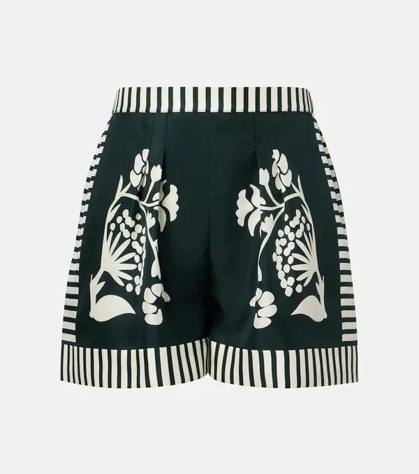 ERES Arjun Printed Silk Twill Shorts - Green