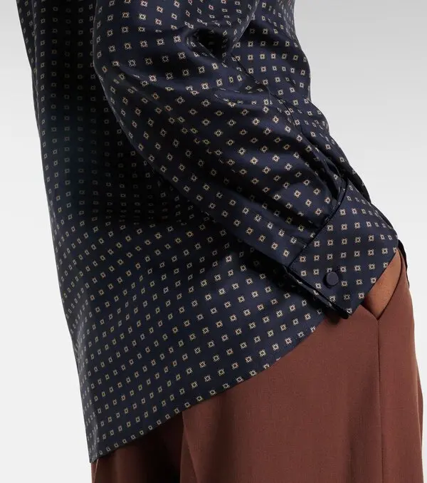 Saint Laurent Printed Tie-neck Silk Crêpe De Chine Blouse