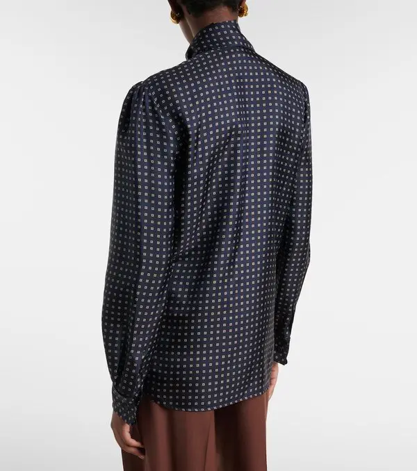 Saint Laurent Printed Tie-neck Silk Crêpe De Chine Blouse