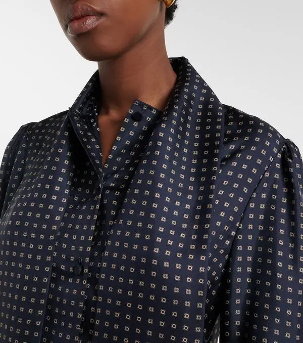 Saint Laurent Printed Tie-neck Silk Crêpe De Chine Blouse
