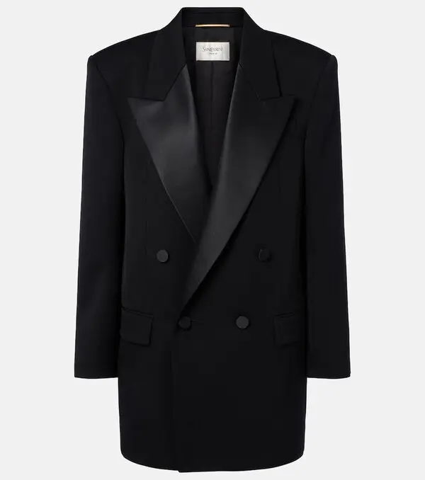 Saint Laurent Oversized Double-breasted Wool Blazer - Black