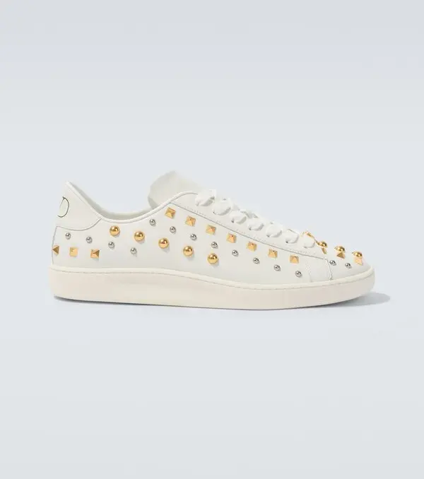 Valentino Garavani Royco Studded Leather Sneakers - White