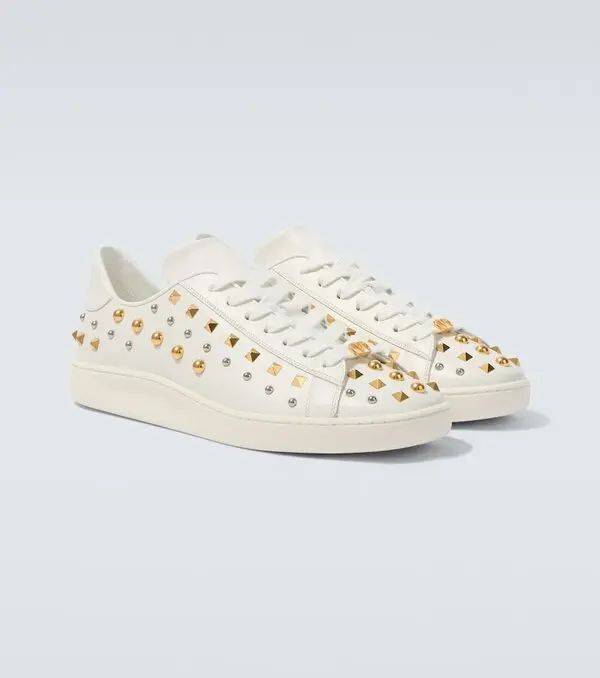Valentino Garavani Royco Studded Leather Sneakers - White