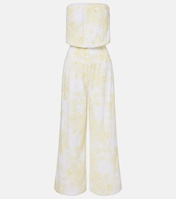 Melissa Odabash Naomi Broderie Anglaise Cotton Jumpsuit - Yellow