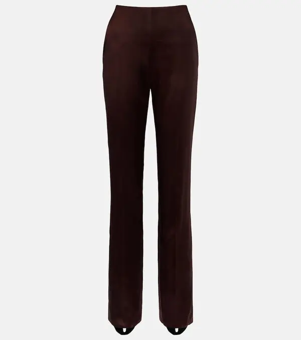 Valentino Garavani Silk-blend Satin Straight Pants - Brown