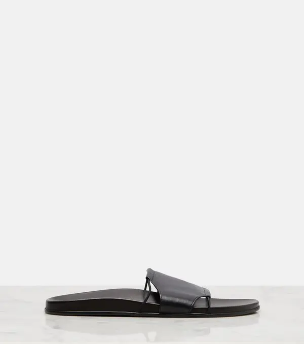THE ROW Vivienne Leather Slides - Black