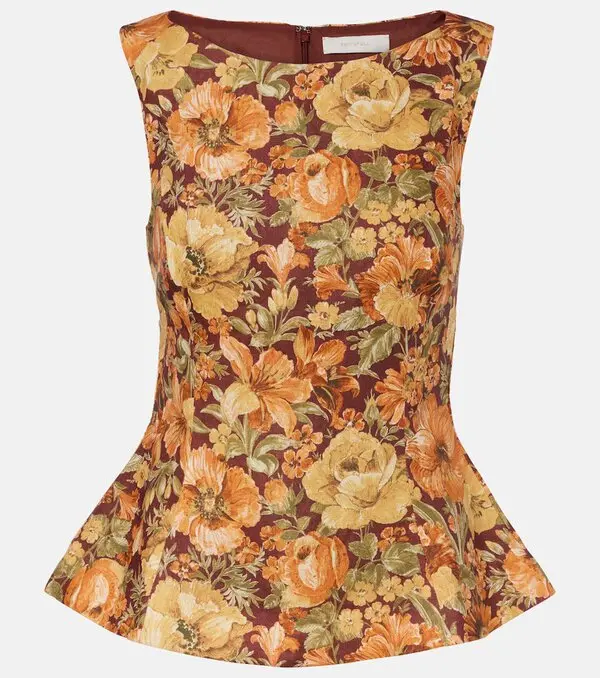 Faithfull The Brand Ana Floral Linen Top - Brown