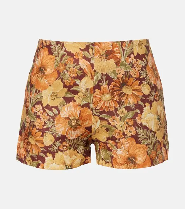Faithfull The Brand Lila Floral Linen Shorts - Brown