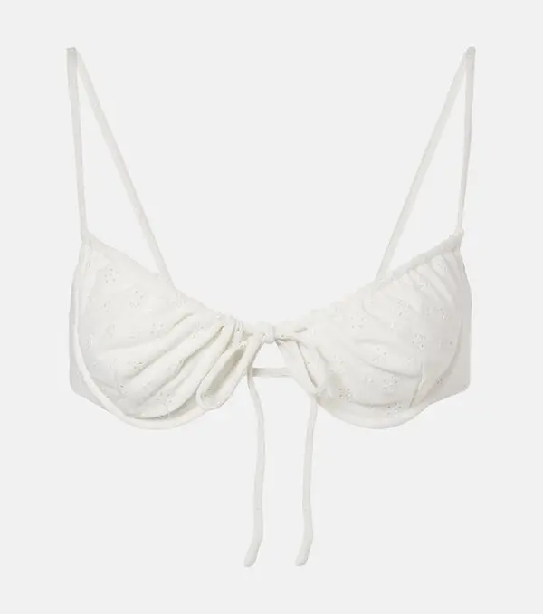Faithfull The Brand Halo Broderie Anglaise Bikini Top - White