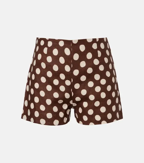Faithfull The Brand Lila Polka-dot Linen Shorts - Brown