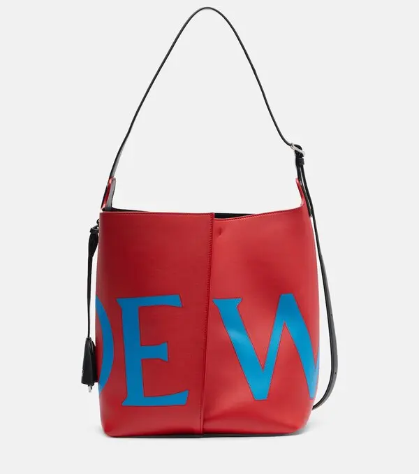 Loewe Bilbao Large Leather Bucket Bag - Red