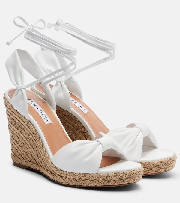 AQUAZZURA Carina Leather Espadrille Wedges - White