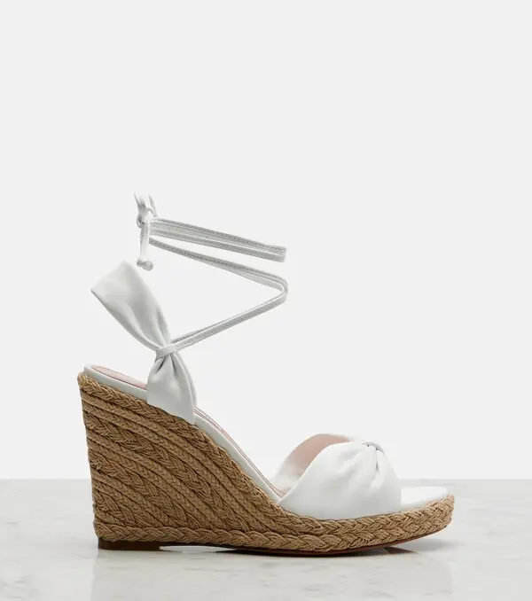 AQUAZZURA Carina Leather Espadrille Wedges - White