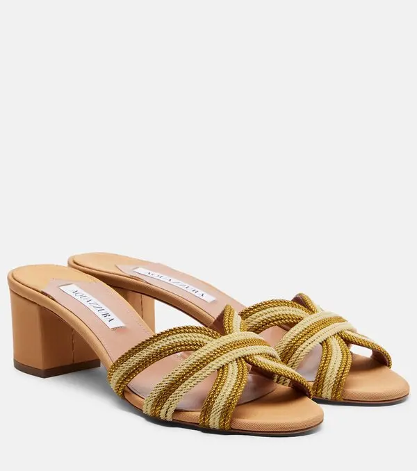 AQUAZZURA Day Dream Woven Sandals - Gold