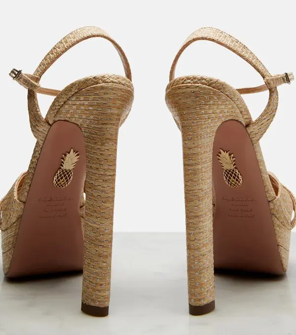 AQUAZZURA Nina Raffia Platform Sandals