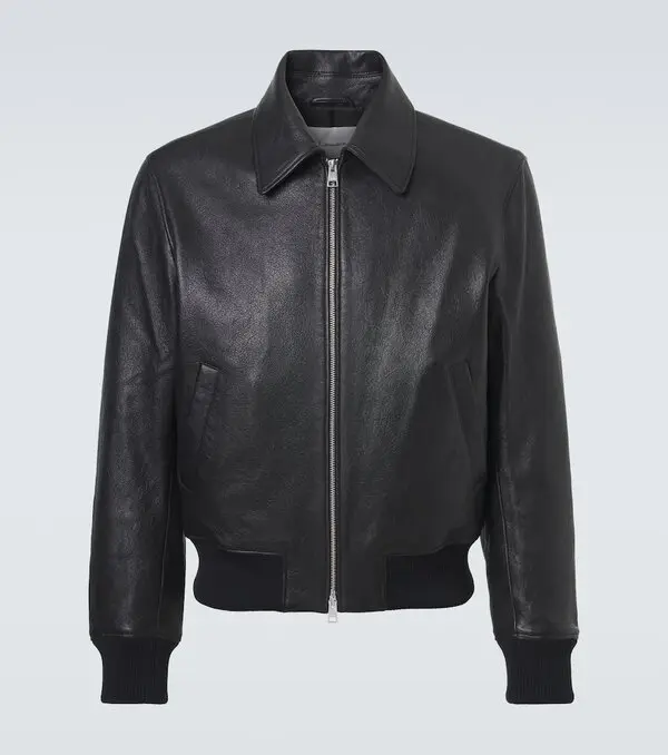 Ami Leather Blouson Jacket - Black