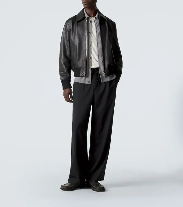 Ami Leather Blouson Jacket - Black