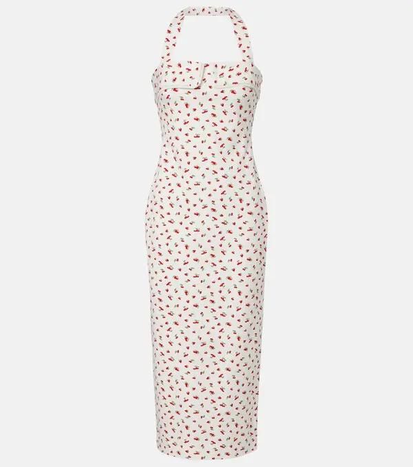 Posse Ebony Lace-trimmed Printed Midi Dress - White