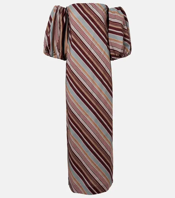 ADRIANA DEGREAS Striped Off-shoulder Maxi Dress - Multicoloured