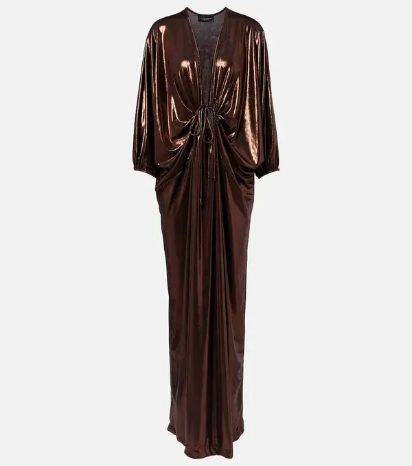 ADRIANA DEGREAS Cutout Draped Kaftan - Brown