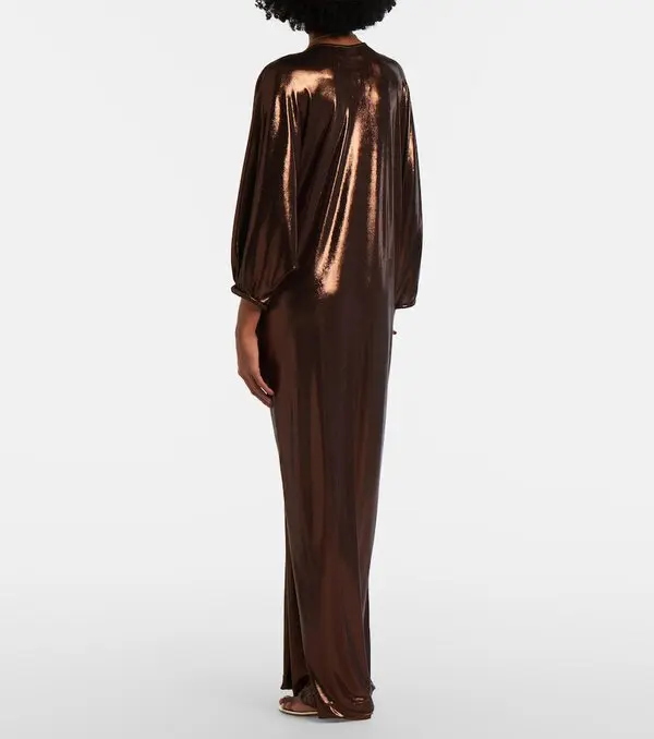 ADRIANA DEGREAS Cutout Draped Kaftan - Brown