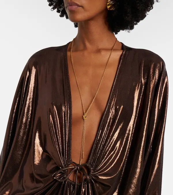 ADRIANA DEGREAS Cutout Draped Kaftan - Brown