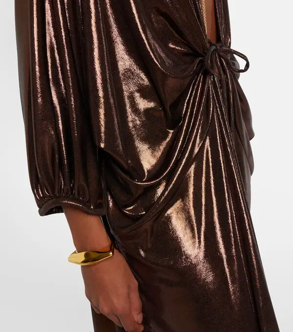 ADRIANA DEGREAS Cutout Draped Kaftan - Brown