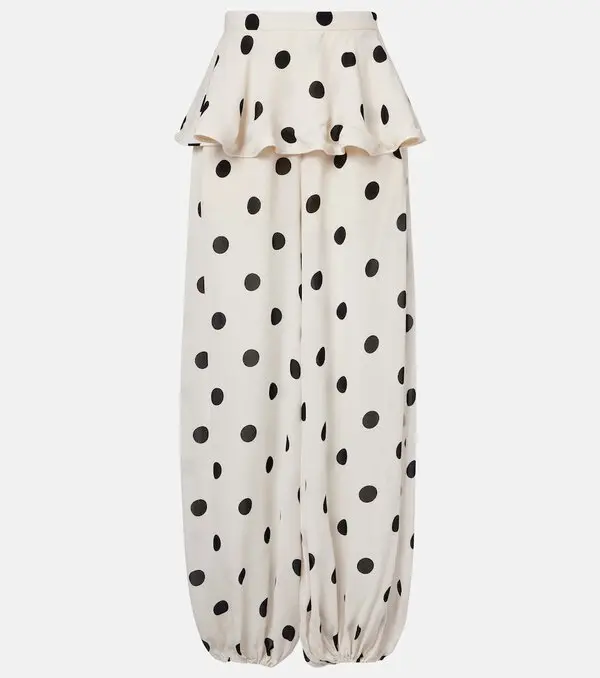 ADRIANA DEGREAS Polka-dot Balloon Pants - White