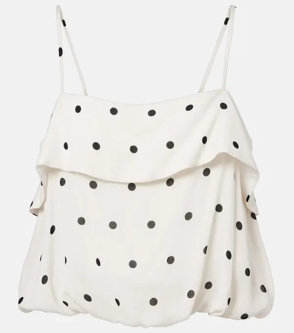 ADRIANA DEGREAS Polka-dot Crop Top - White
