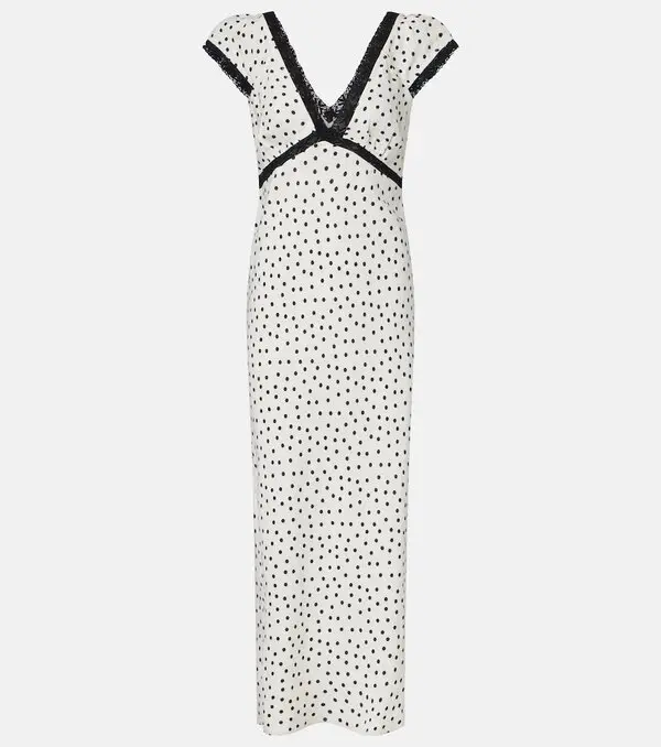 Rixo Iggy Polka-dot Linen-blend Midi Dress - White