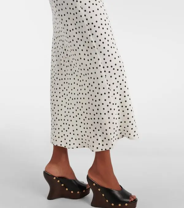 Rixo Iggy Polka-dot Linen-blend Midi Dress - White