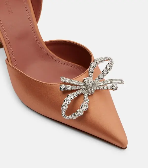 Amina Muaddi Rosie Embellished Slingback Pumps - Beige