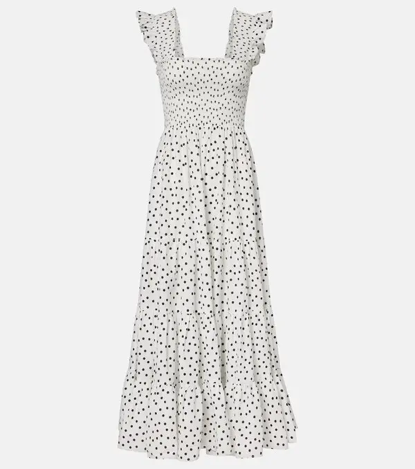 Rixo Kendall Polka-dot Cotton Maxi Dress - White