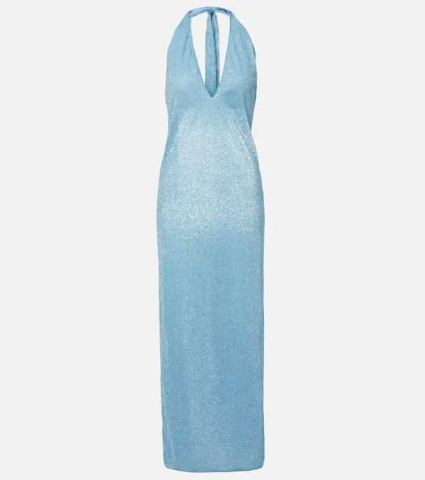 Oseree Lumière Halterneck Maxi Dress - Blue