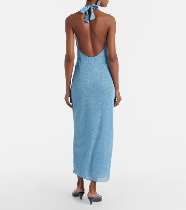 Oseree Lumière Halterneck Maxi Dress - Blue