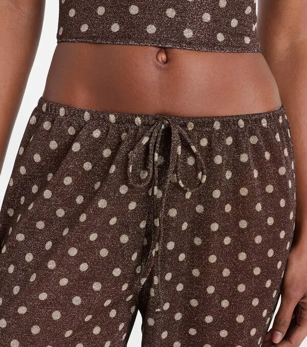 Oseree Polka-dot Tapered Pants - Brown