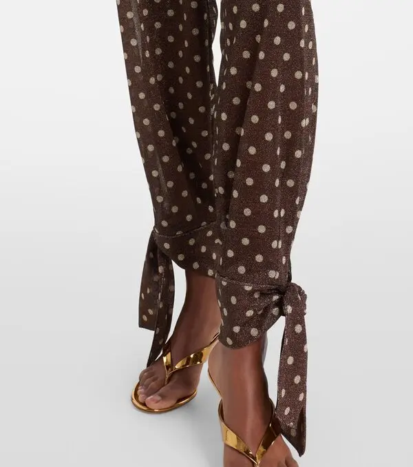 Oseree Polka-dot Tapered Pants - Brown