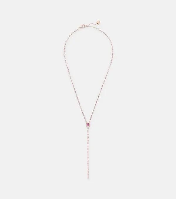 Shay Jewelry Y 18kt Rose Gold Necklace With Sapphires - Pink