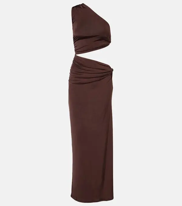 Jade Swim Yana Cutout One-shoulder Maxi Dress In Mocha - Brown
