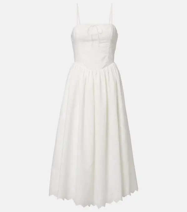 Faithfull The Brand Tulla Broderie Anglaise Midi Dress - White