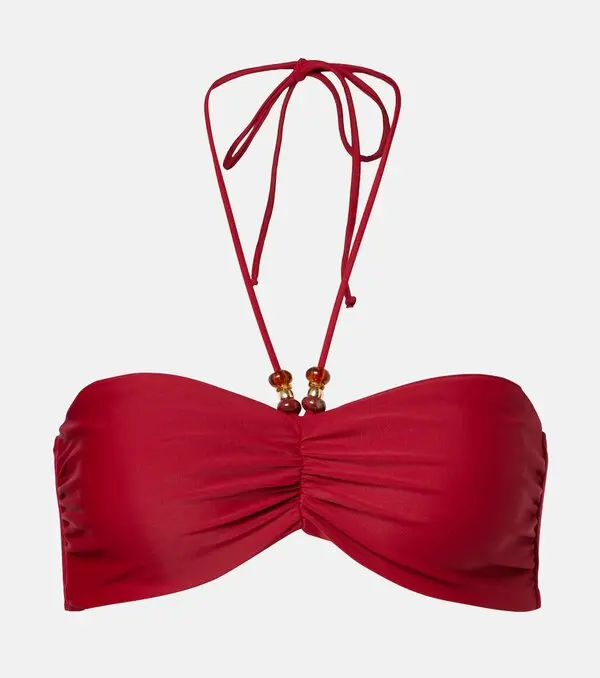 Jade Swim Zoe Ruched Bikini Top - Red