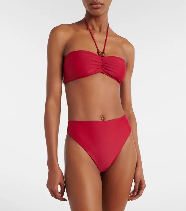 Jade Swim Zoe Ruched Bikini Top - Red