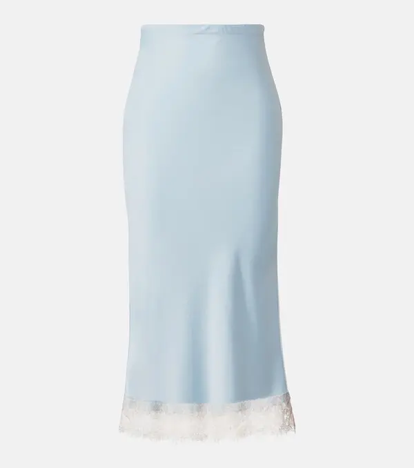 Faithfull The Brand Cydney Lace-trimmed Satin Midi Skirt - Blue