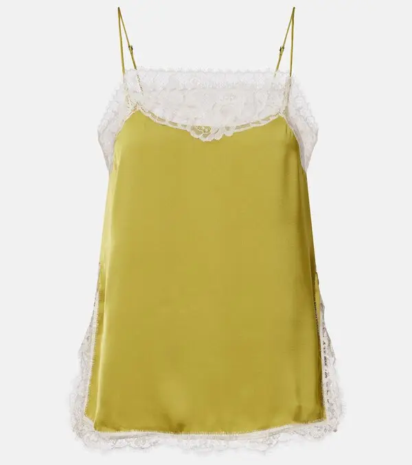 Faithfull The Brand Hanna Lace-trimmed Satin Camisole - Green